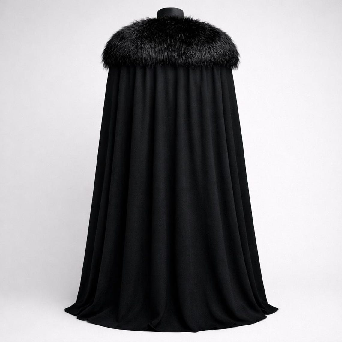 Black Wool-blend Fur Collar Cloak | Jon Snow Inspired Cosplay - Etsy