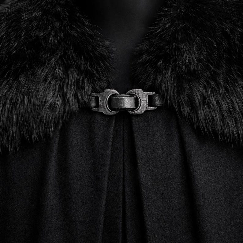 Black Wool-blend Fur Collar Cloak | Jon Snow Inspired Cosplay - Etsy