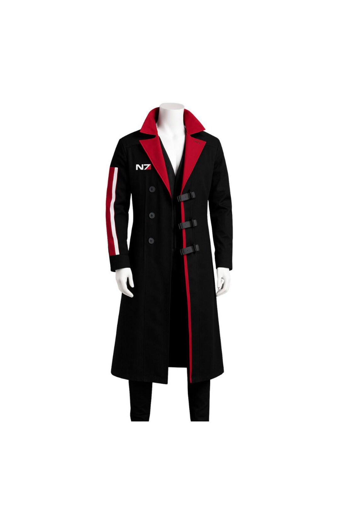 N7 Inspired Black & Red Trench Coat, Sci-fi Cosplay Long Coat, Gamer ...