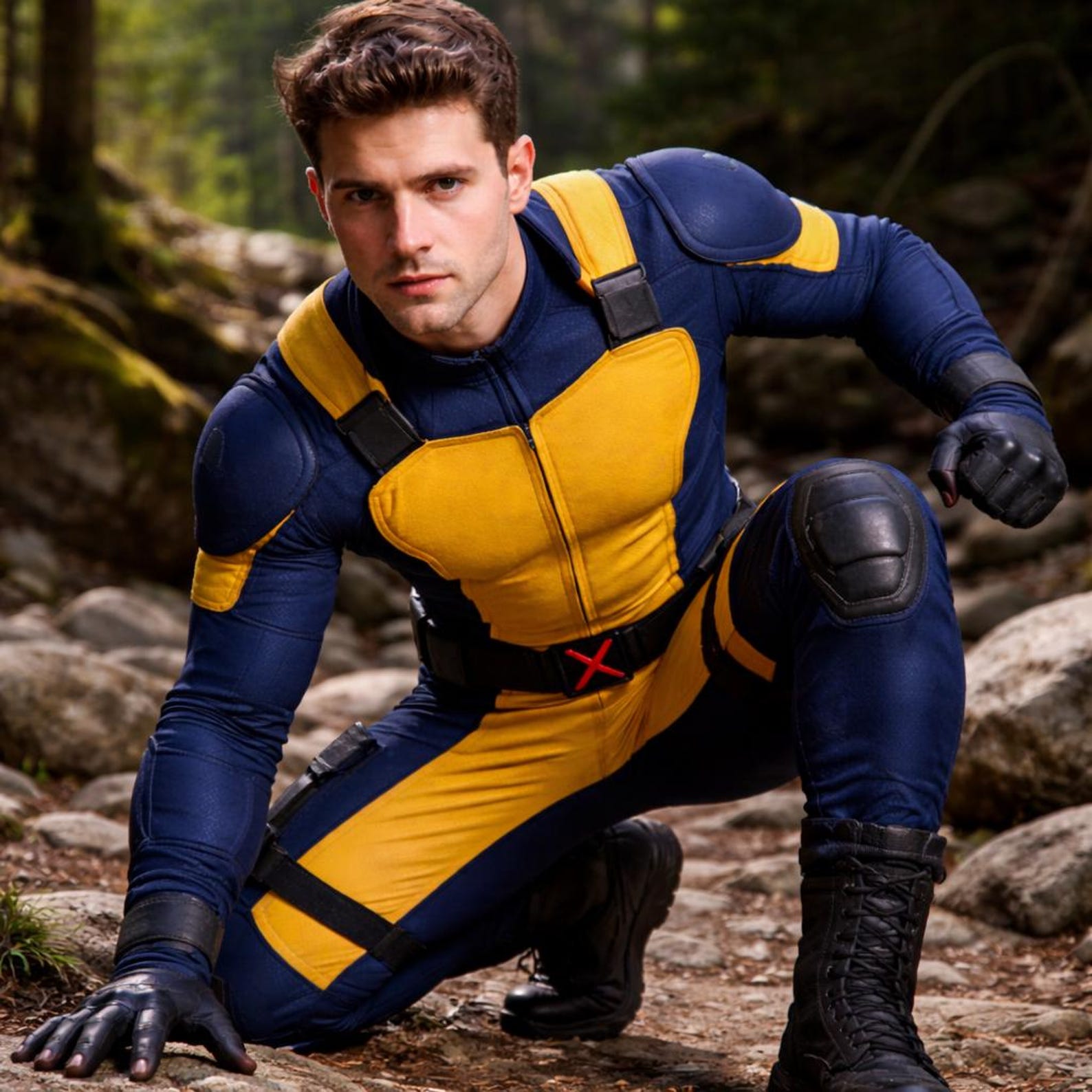 Men’s Yellow and Navy Blue Superhero Jumpsuit | Comic-inspired Bodysuit ...