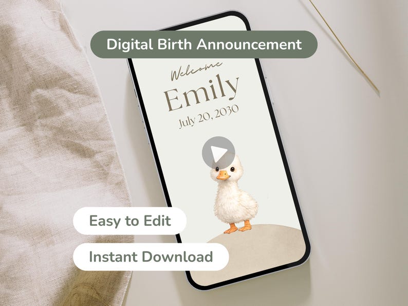 Digital Birth Announcement Video | Goose • Animated Baby Announcement ...