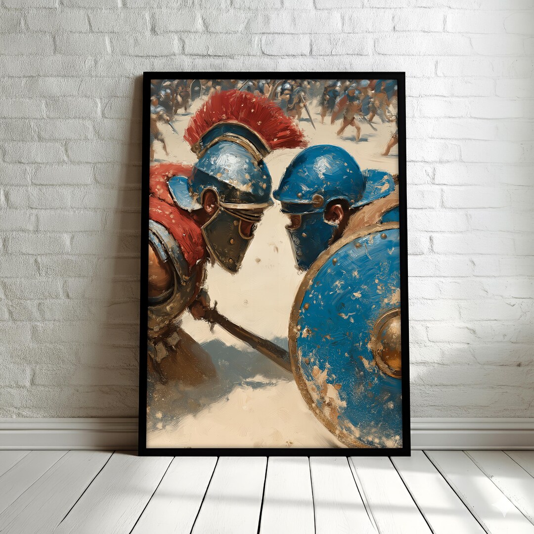Gladiator Canvas Painting, Ancient Warrior Wall Art With Helmets and ...