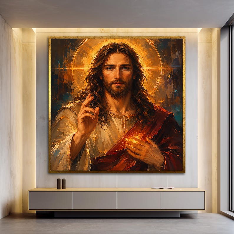 Jesus Christ Canvas Wall Print, Christian Religious Painting, Sacred ...