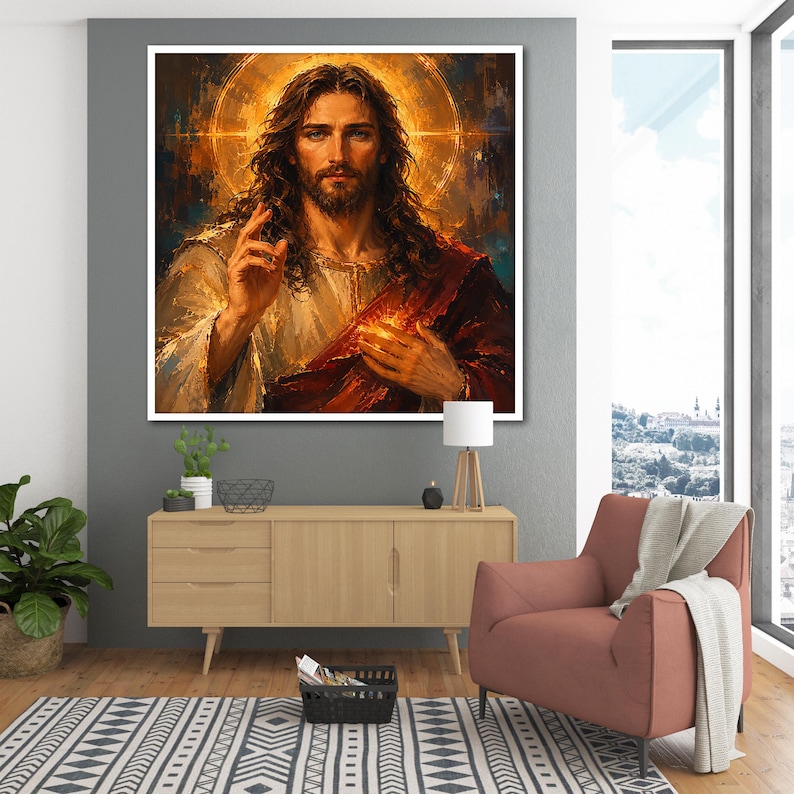 Jesus Christ Canvas Wall Print, Christian Religious Painting, Sacred ...