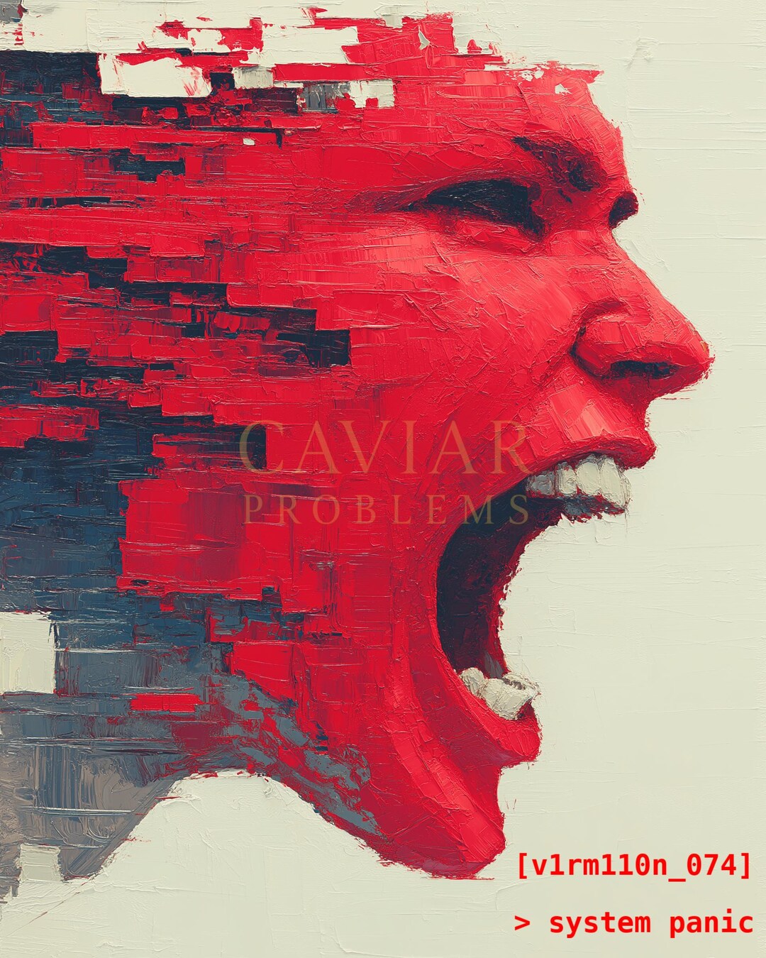 Red Glitch Face Scream Poster: Abstract Expressionist Wall Art - Etsy