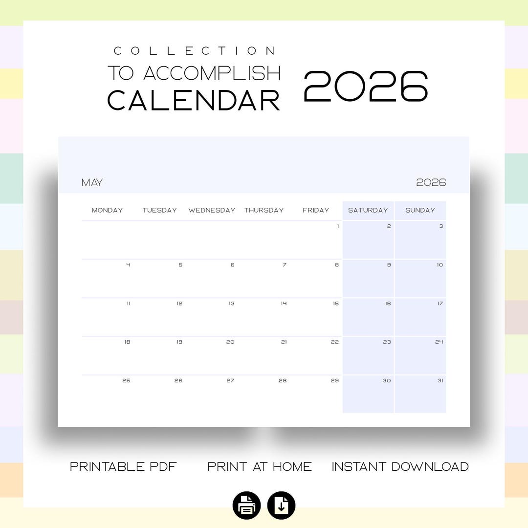 2026 Calendar Printable: Minimalist, Candy Colors, A4 Letter Size (PDF ...