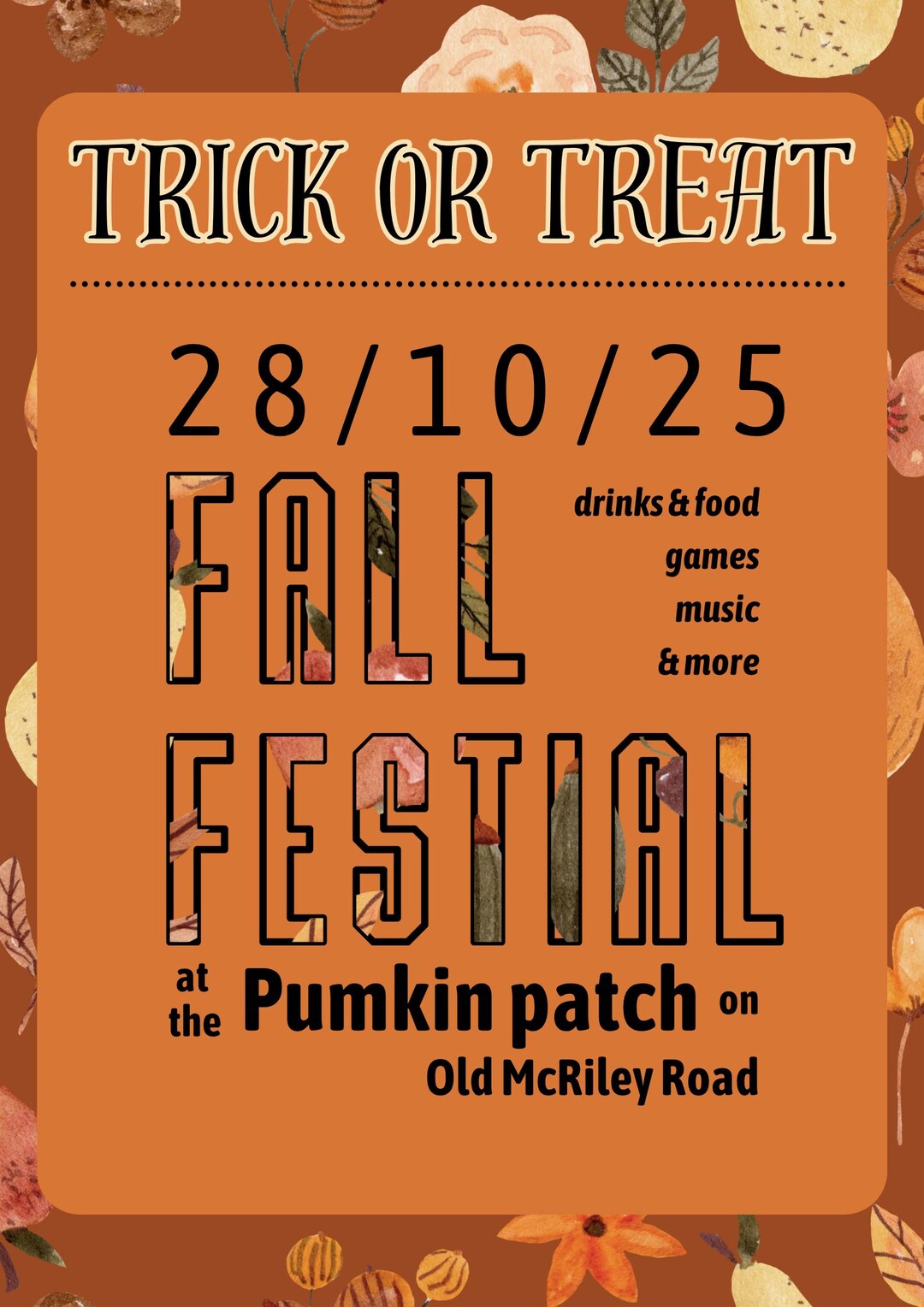 Editable Fall Festival Party Invitation Template Canva | Digital Fall ...