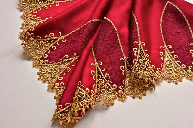Red and Gold Satin Trim Holiday Decor Renaissance Trim | Etsy