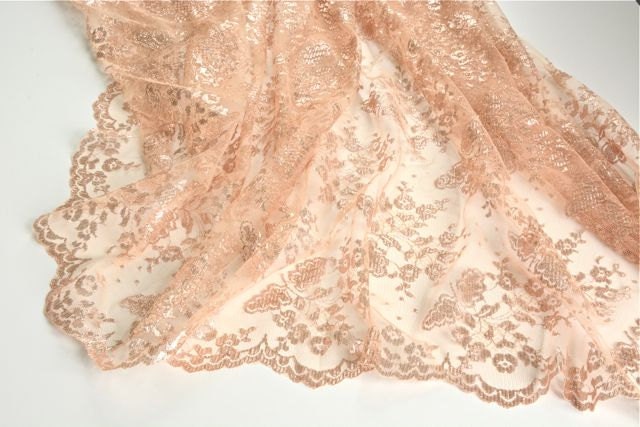 Lace Fabric Copper Gold Lace Metalic Lace Wedding Dress | Etsy