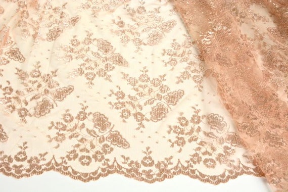 Lace Fabric Copper Gold Lace Metalic Lace Wedding Dress | Etsy