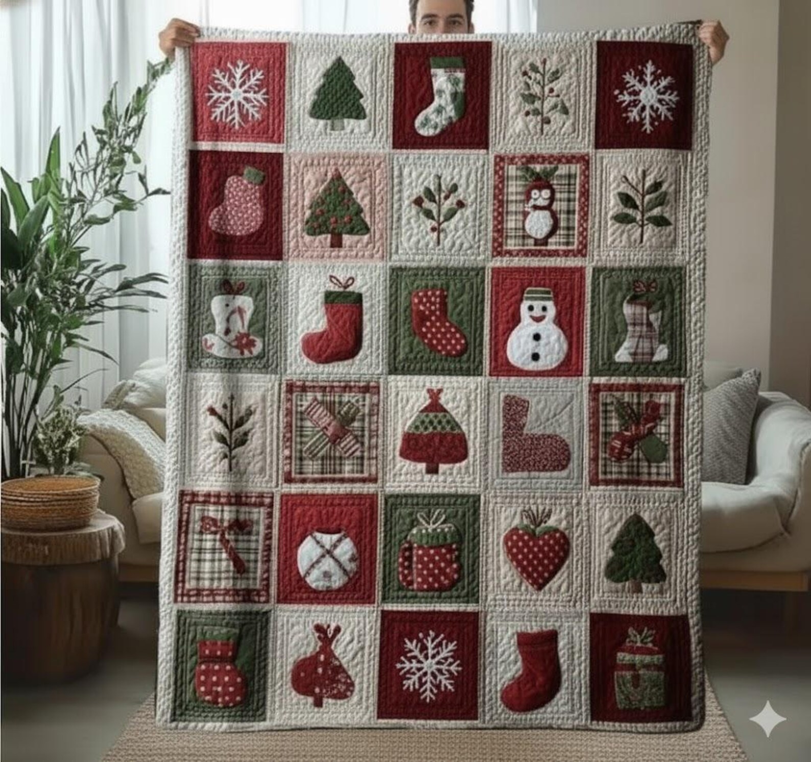 Christmas Flannel Blanket: Festive Snowflakes & Tree Throw - Etsy