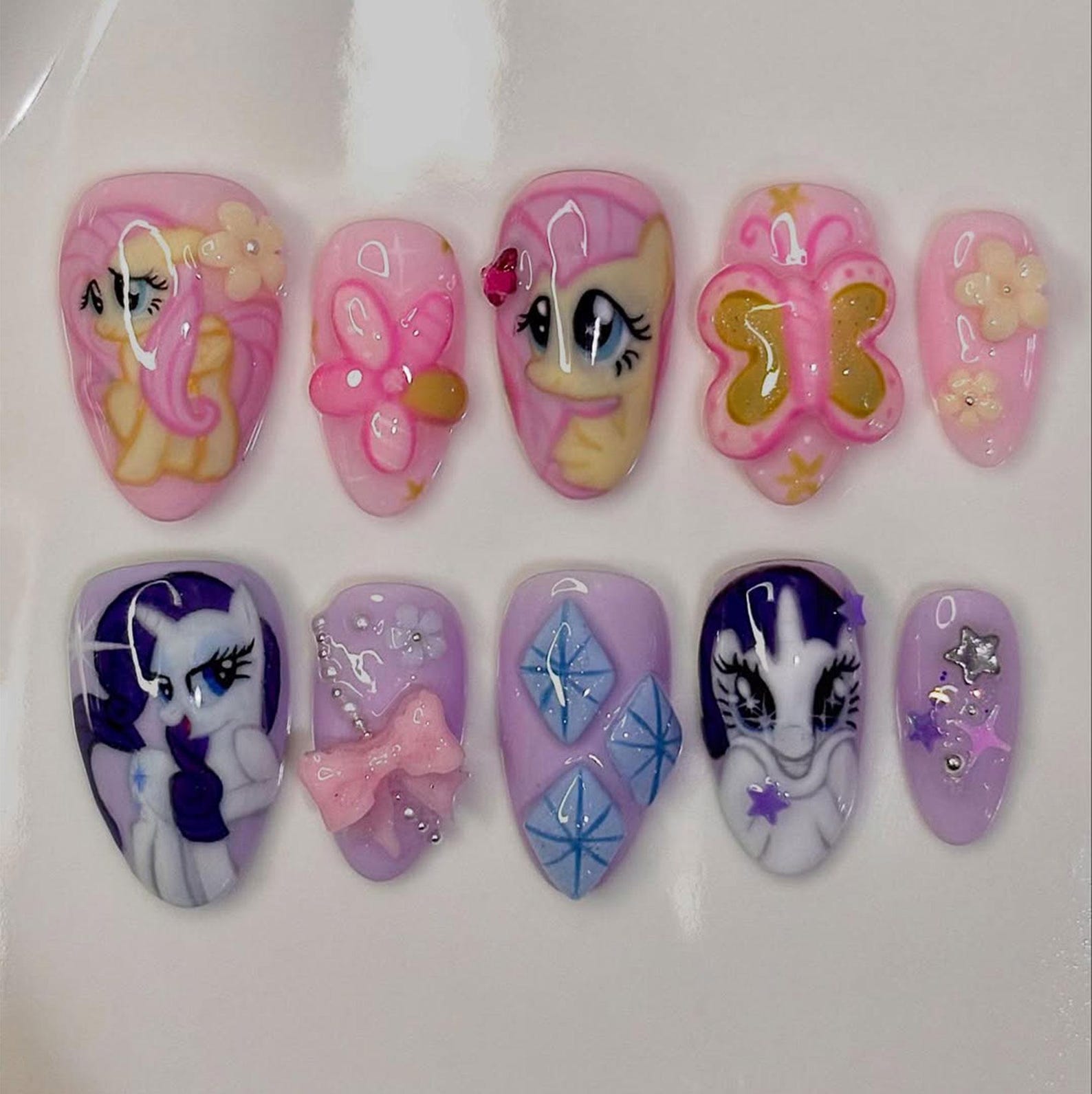 Handmade Kawaii Pony Press on Nails | 3D Bow & Butterfly - Etsy