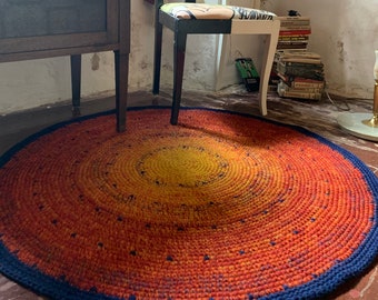 Hand Crochet Round Rug Beautiful Two Changing Shades Put in - Etsy