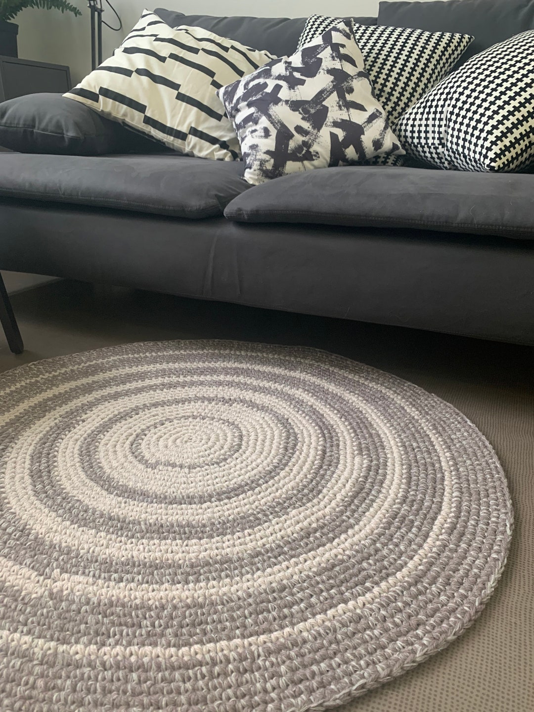 Aesthetic Grey Wool Rug Hand Crocheted Rug 37'' in - Etsy