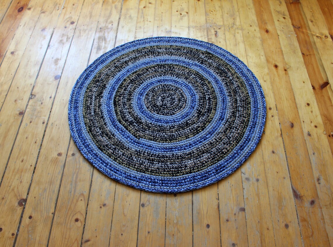 Hand Crochet Round Rug Beautiful Two Changing Shades Put in - Etsy