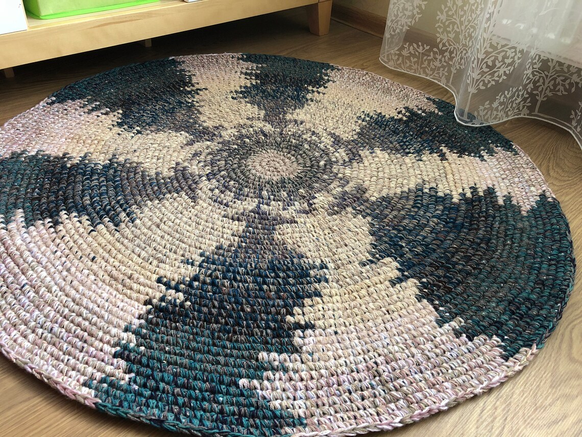 Unique Hand Made Wool Rug Measures 40'' in Diameter | Etsy