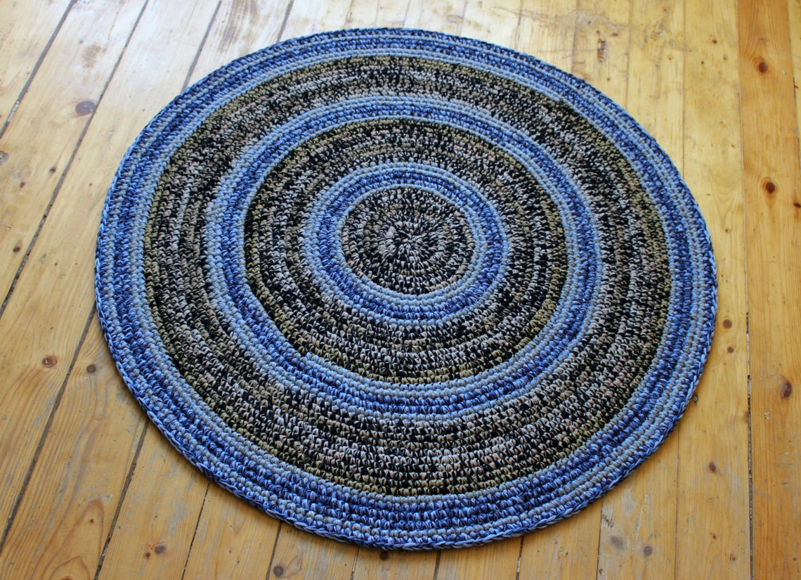 Hand Crochet Round Rug Beautiful Two Changing Shades Put in - Etsy
