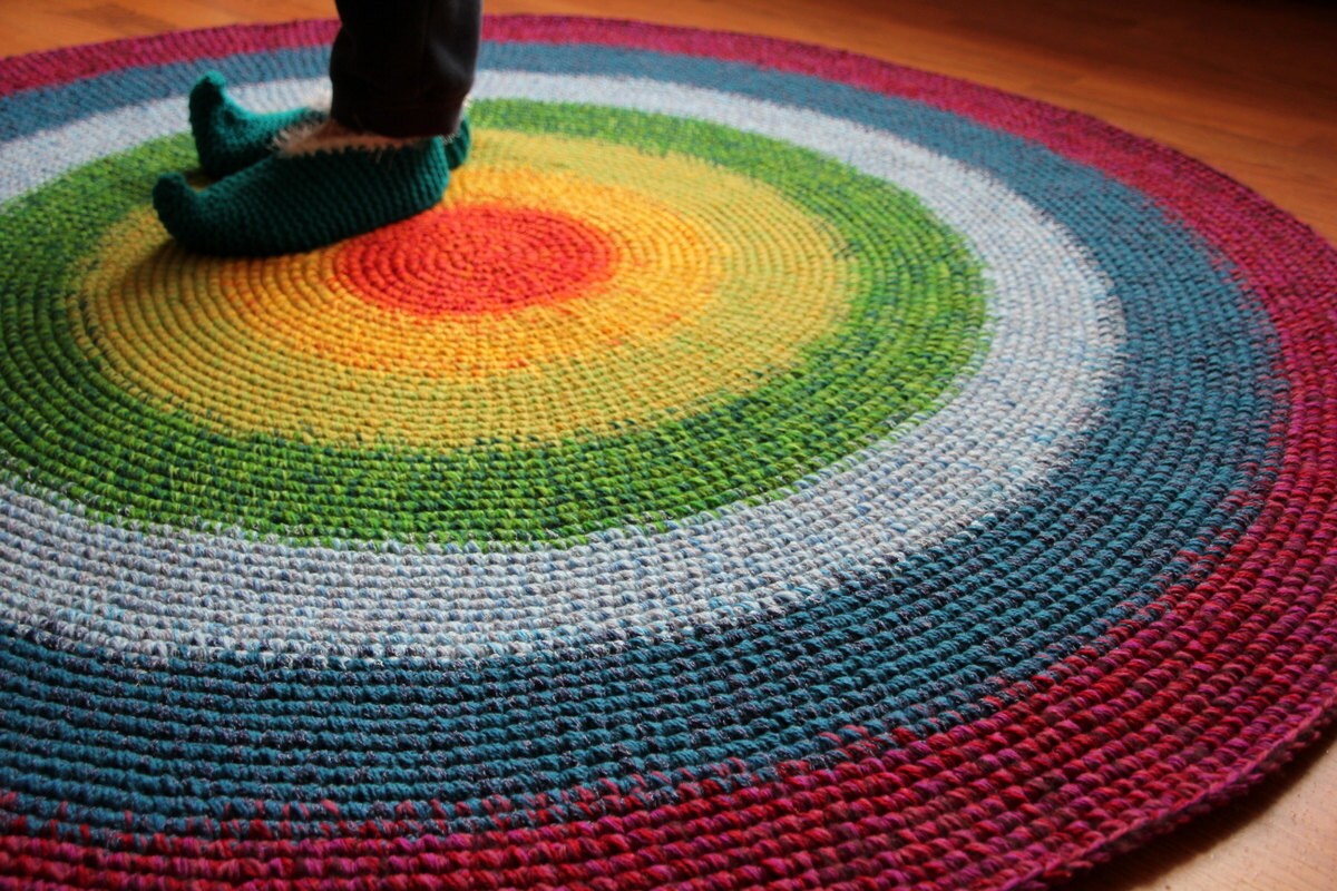 Happy Rainbow Rug MADE TO ORDER Sizes Between 50'' - Etsy