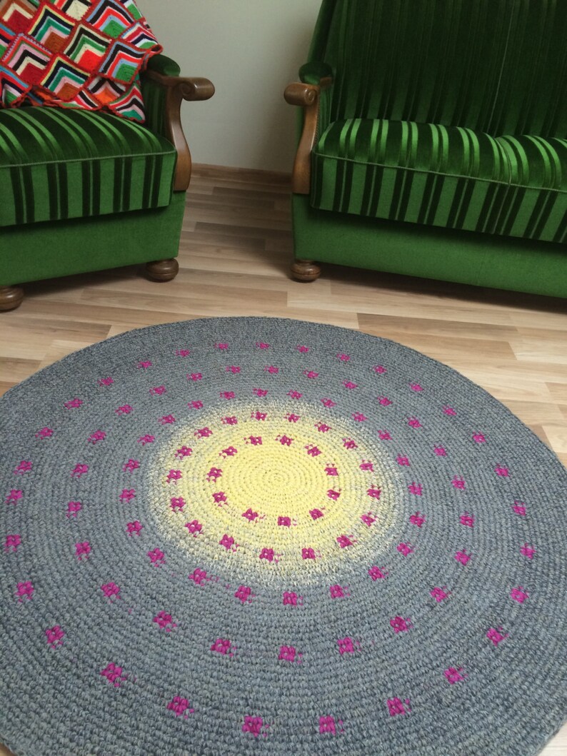 Cute Spotted Round Rug 50'' in Diameter Hand | Etsy