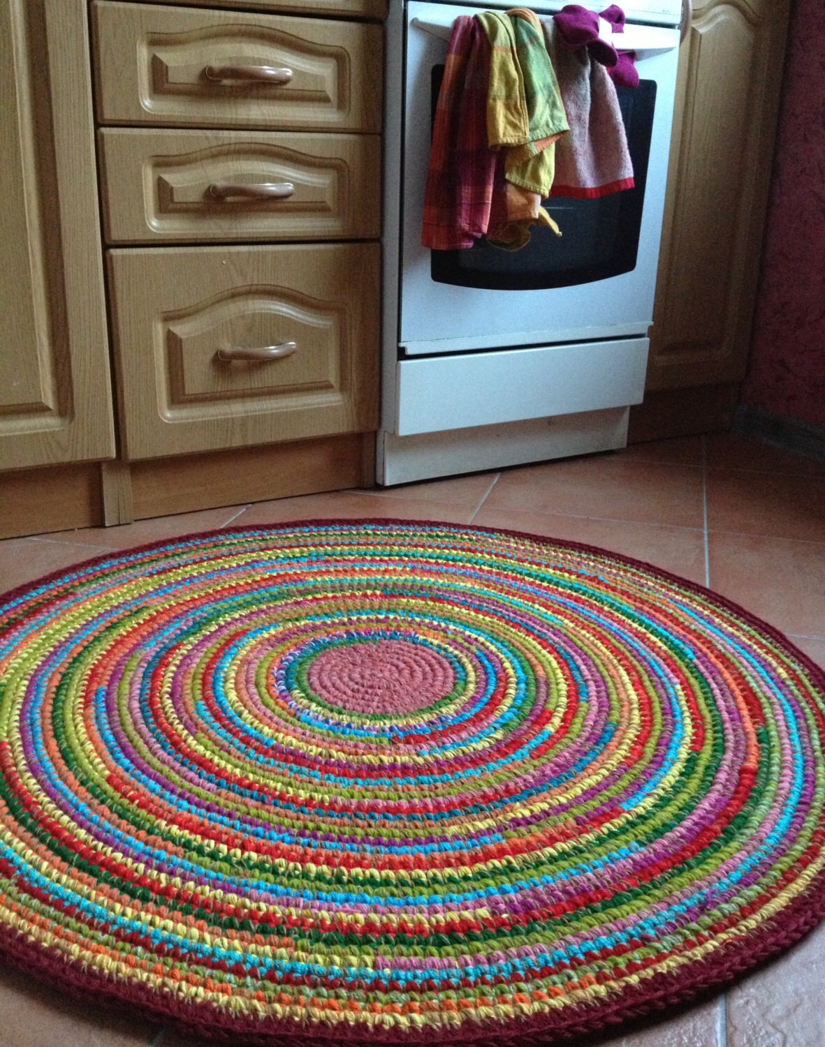 Fun colorful crochet round rug MADE TO ORDER | Etsy