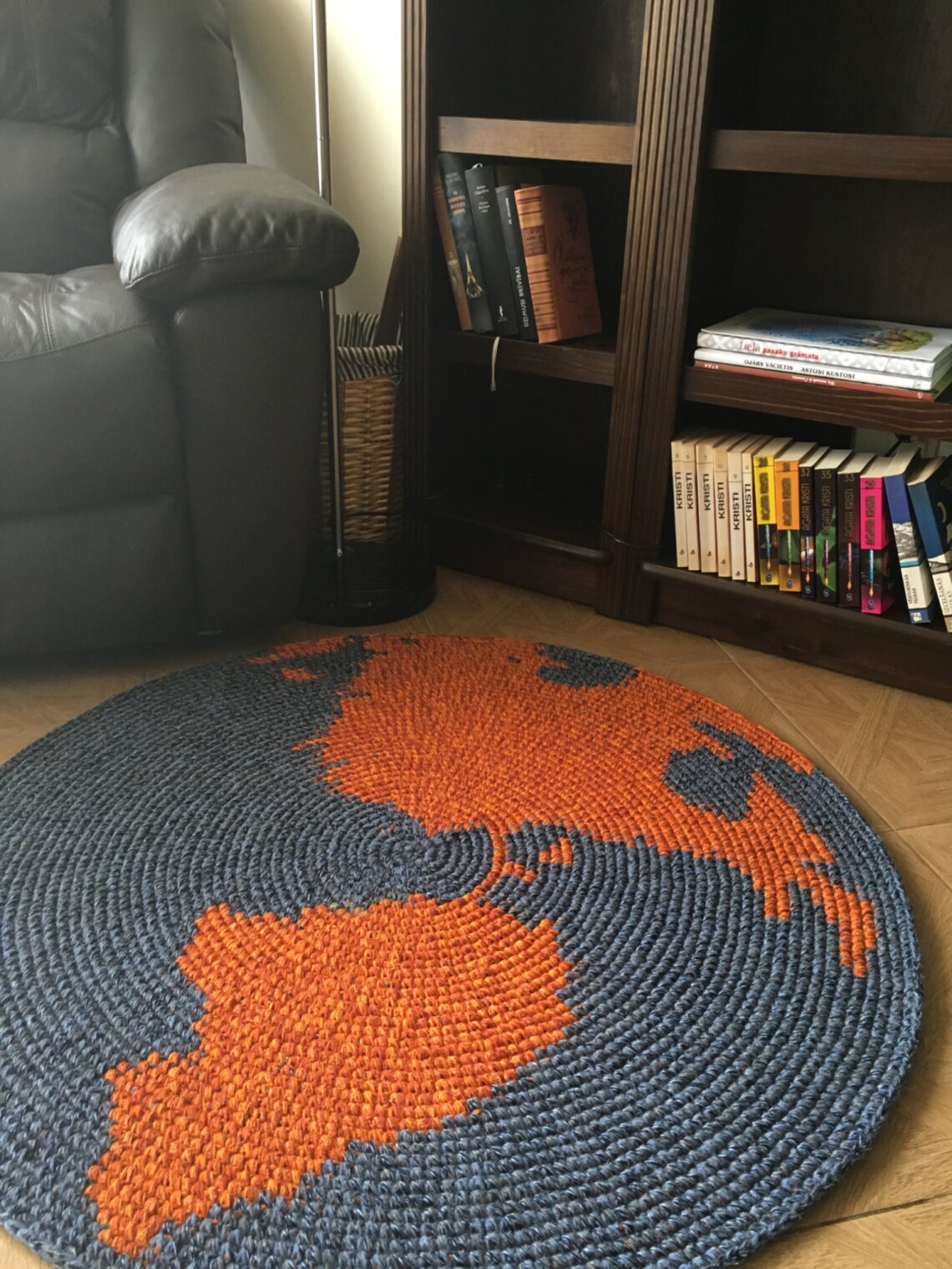 Map Rug NEW Hand Crochet Wool Rug 38'' in Diameter | Etsy