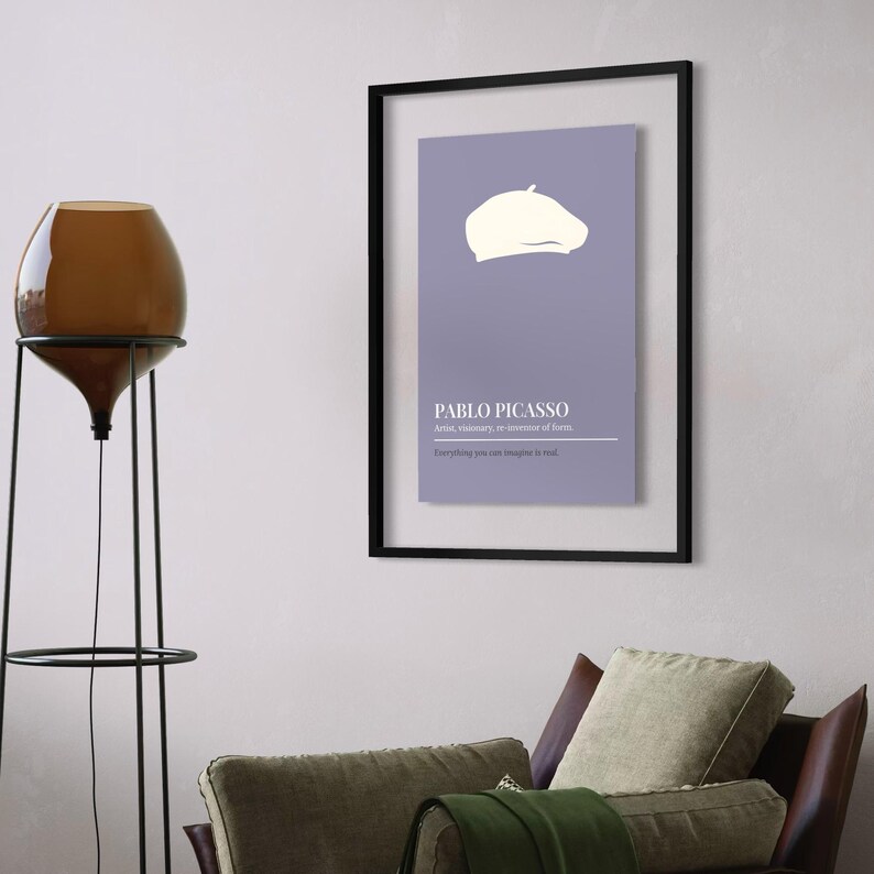 Pablo Picasso Minimalist Print | Modern Scandinavian Wall Art | Neutral Creative Studio Decor ...
