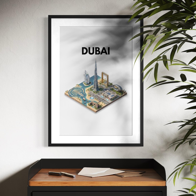 Dubai map print poster | city map wall art | - Etsy.de