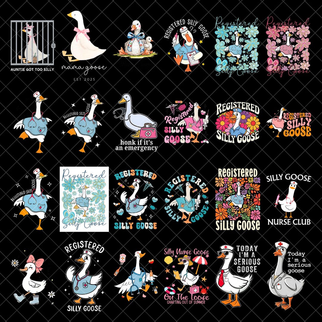 Funny Goose Nurse Bow Png Bundle, RN Goose, Nurse Gift Png, Nurse Shirt ...