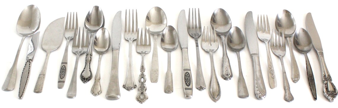 Stainless Silverware Set Mismatched Flatware Cottage Chic: Service for ...