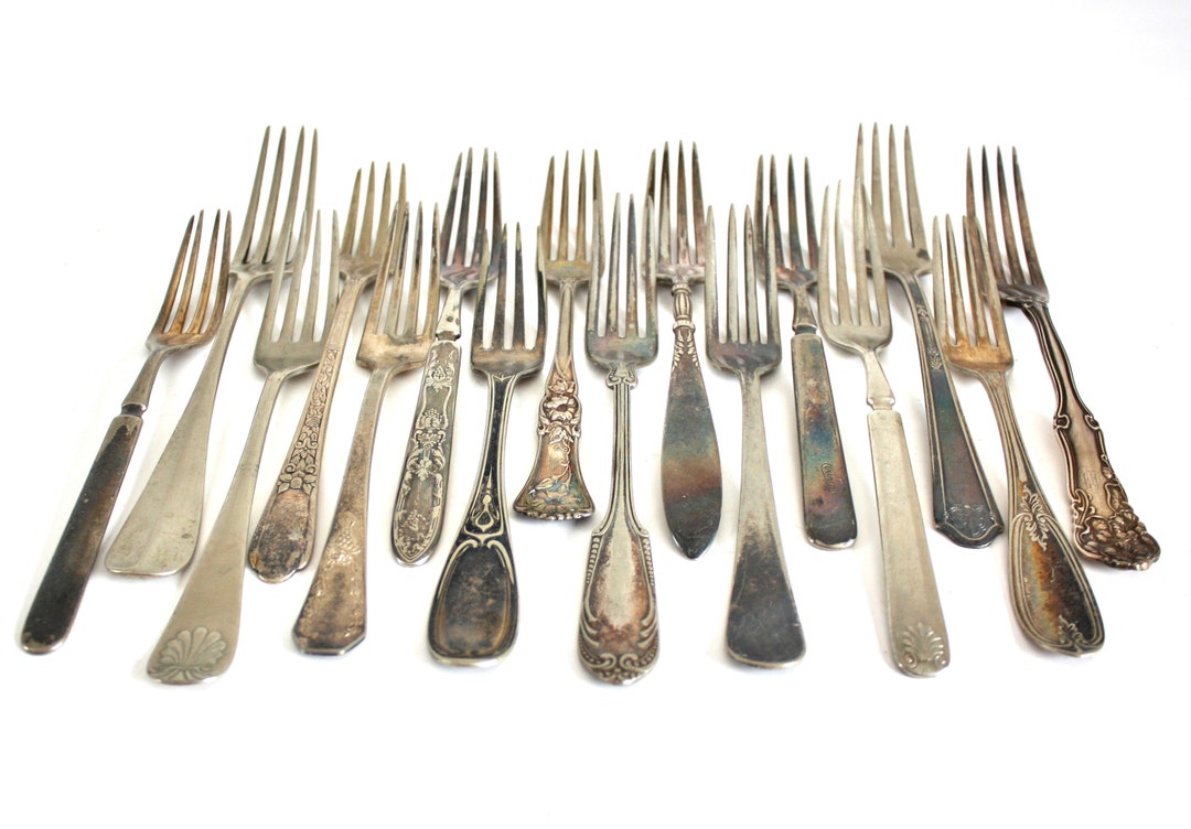 Antique Silverplate Forks Victorian Silver Flatware, Nickel Silver ...