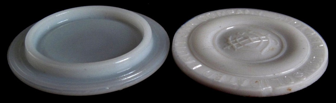 Glass Canning Jar Lids Inserts Milk Glass Consolidated Fruit Etsy