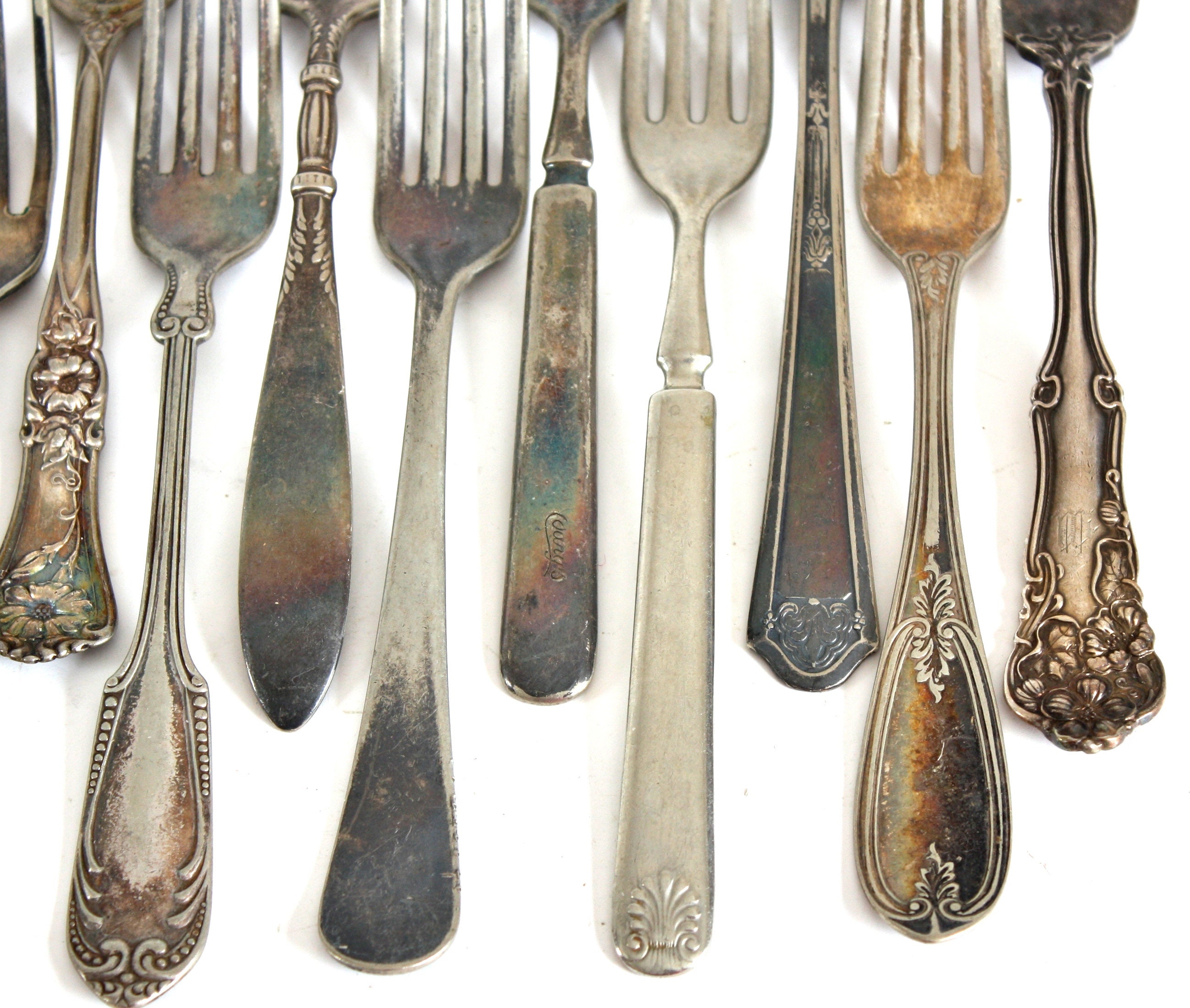 Antique Silverplate Forks Victorian Silver Flatware, Nickel Silver ...