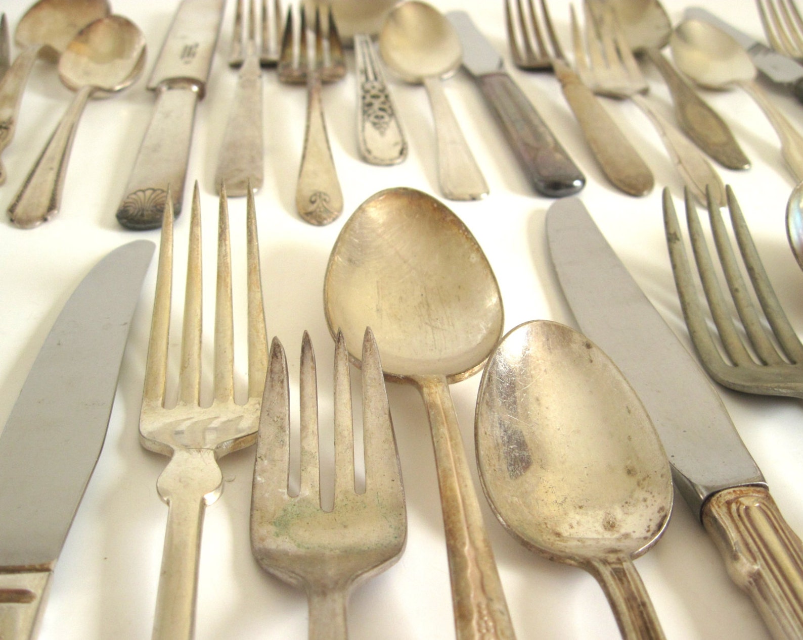Tarnished Silverware Mismatch Flatware Set, Silverplate Silver ...