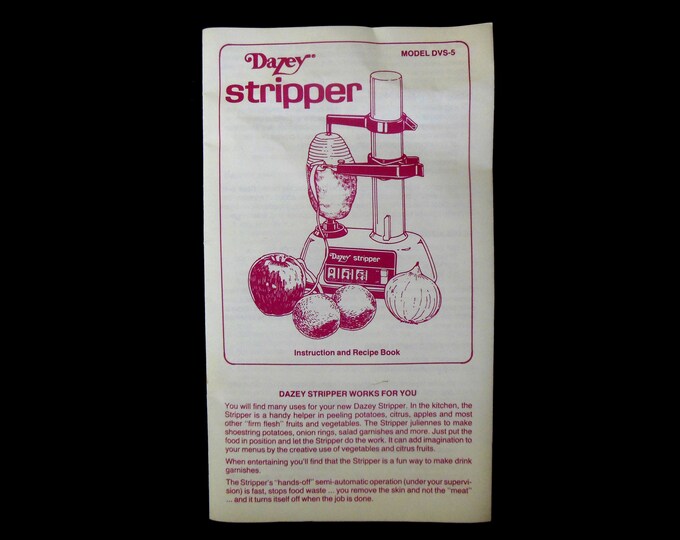 Dazey Stripper Electric Potato Peeler Instruction Manual / Recipe ...