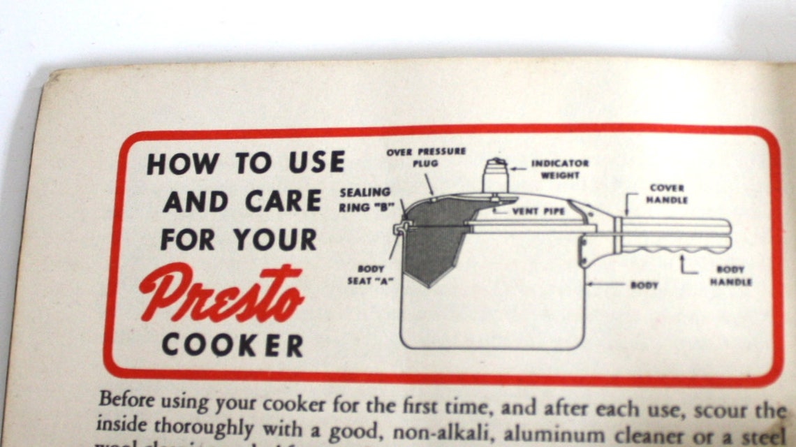 Mirro Pressure Cooker, Presto, Recipe Book / Instruction Manual ...