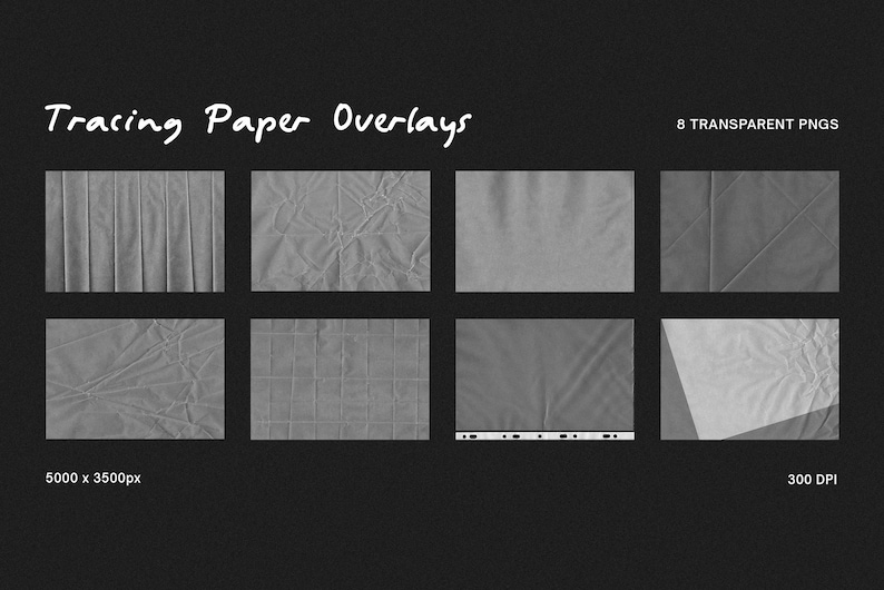 Tracing Paper Texture Overlays: Transparent Pngs for Design (digital ...