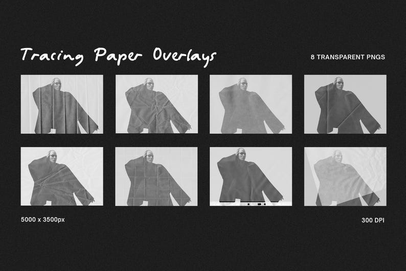 Tracing Paper Texture Overlays: Transparent Pngs for Design (digital ...