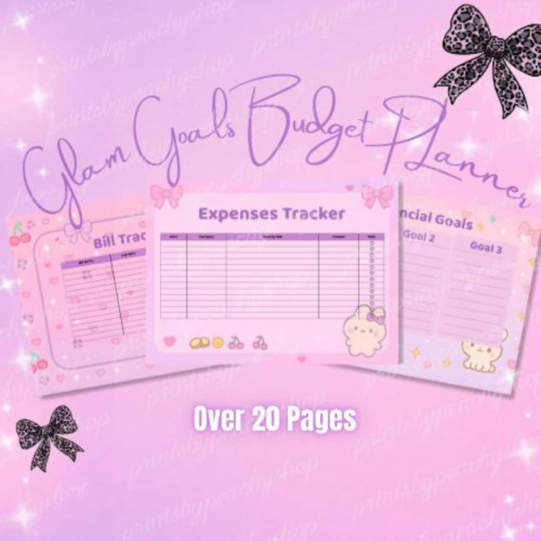 Glam Goals Budget Planner — Cute Digital Budget Planner (horizontal ...