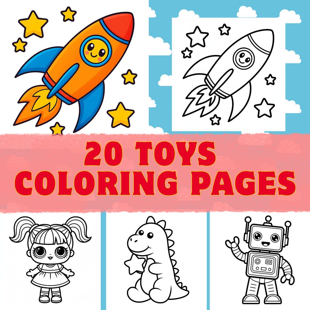 Kawaii Toys Coloring Pages, Cute Toy Coloring Pages for Kids, Kawaii ...