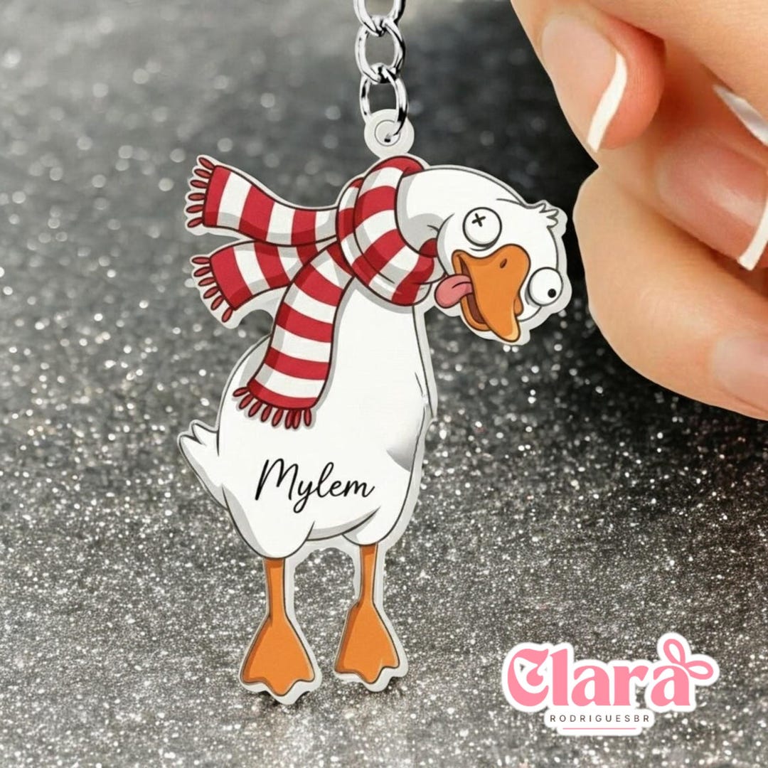 Custom Name Goose Acrylic Keychain, Cute Funny Cartoon Goose Keychain ...