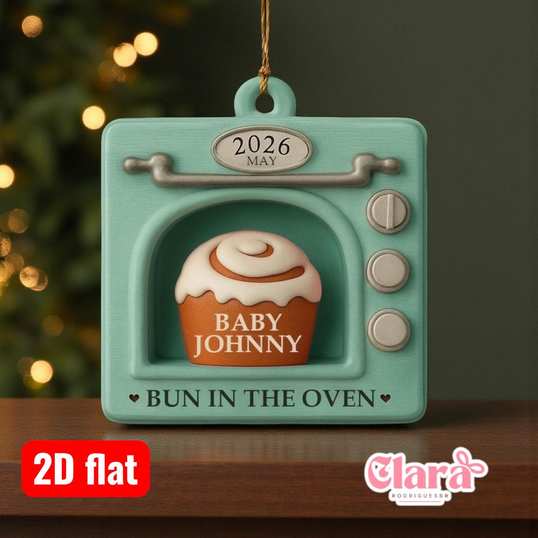 Bun in the Oven Baby Ornament, Custom Name & Due Date Acrylic Christmas ...