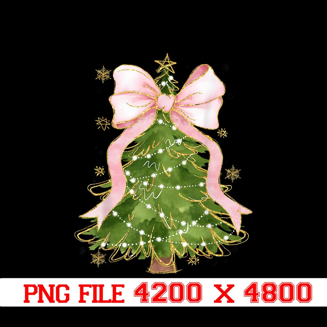 Pink Bow Christmas Tree PNG, Elegant Holiday Clipart, Girly Christmas ...