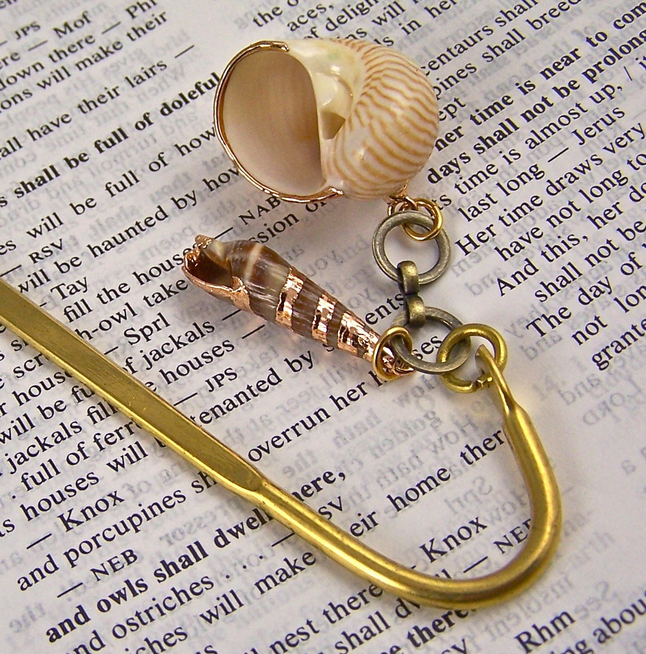 Shell Bookmark Gold Plated Exotic Tower & Drop Moon Sea - Etsy