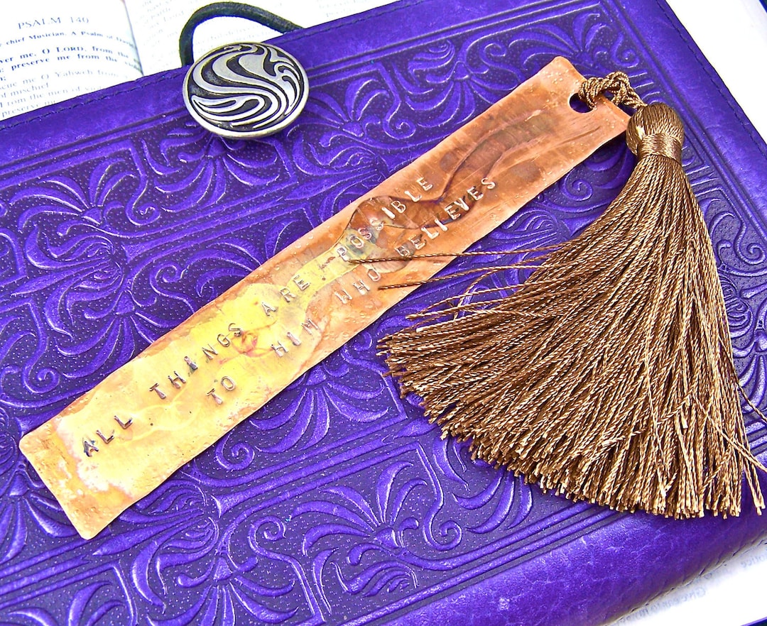 Bible Quote Bookmark - Hammered Hand Engraved Copper / Torch Flame ...