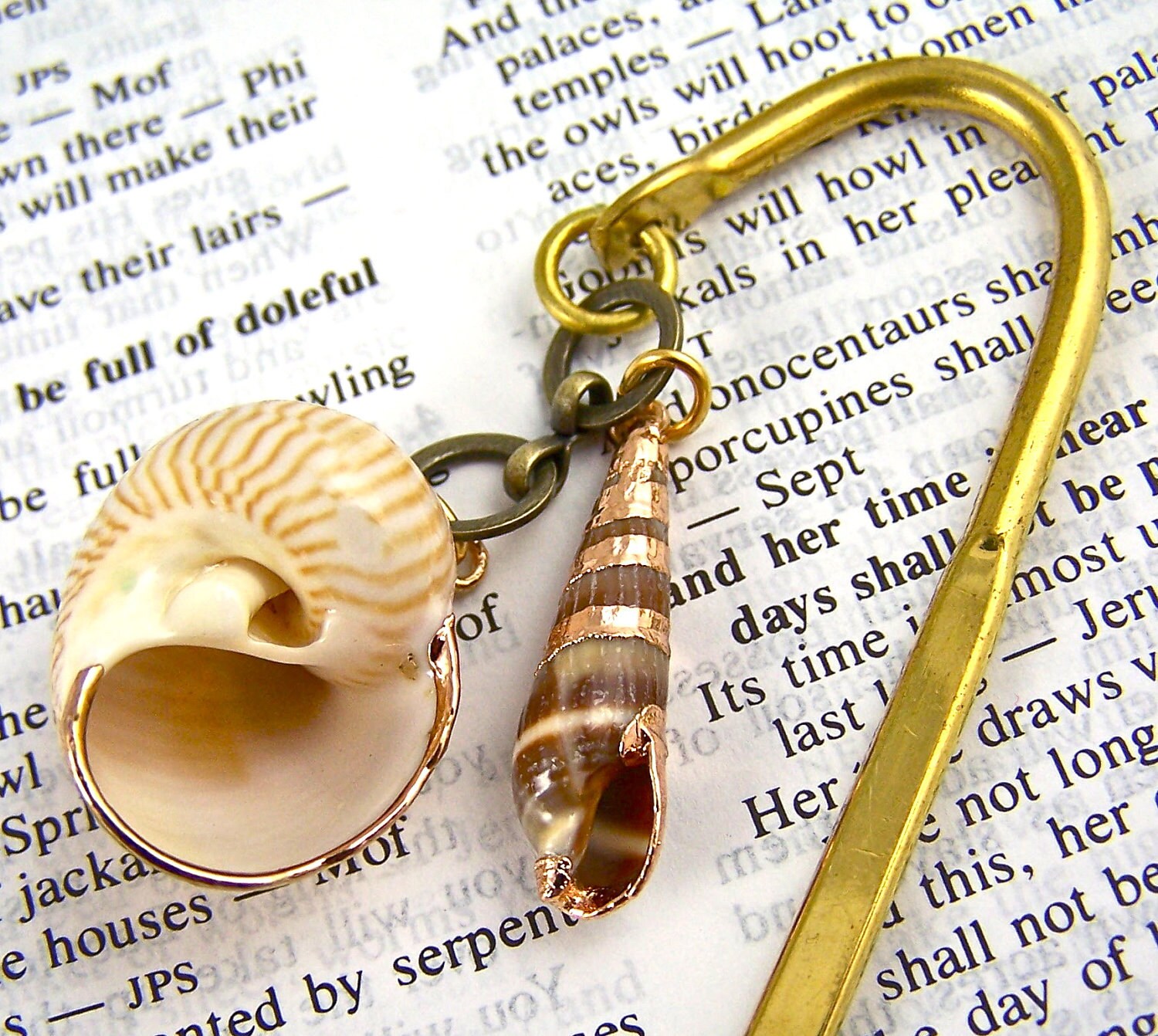 Shell Bookmark Gold Plated Exotic Tower & Drop Moon Sea - Etsy
