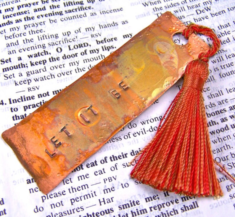 Beatles Bookmark - Torch Flame Patina Stamped Hammered Copper With ...