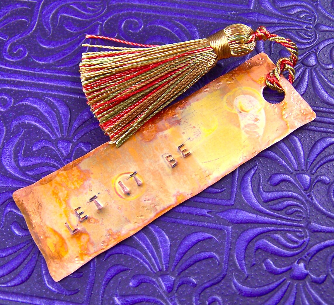 Beatles Bookmark - Torch Flame Patina Stamped Hammered Copper With ...