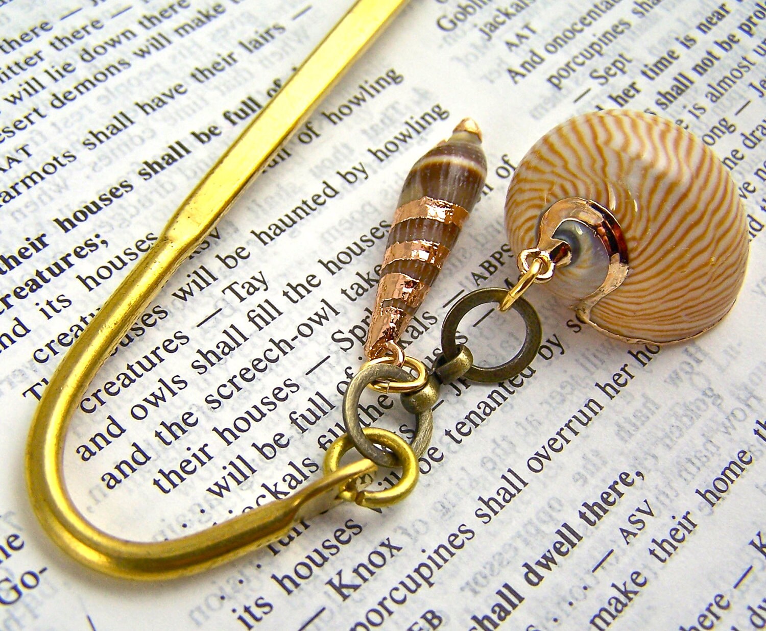 Shell Bookmark Gold Plated Exotic Tower & Drop Moon Sea - Etsy