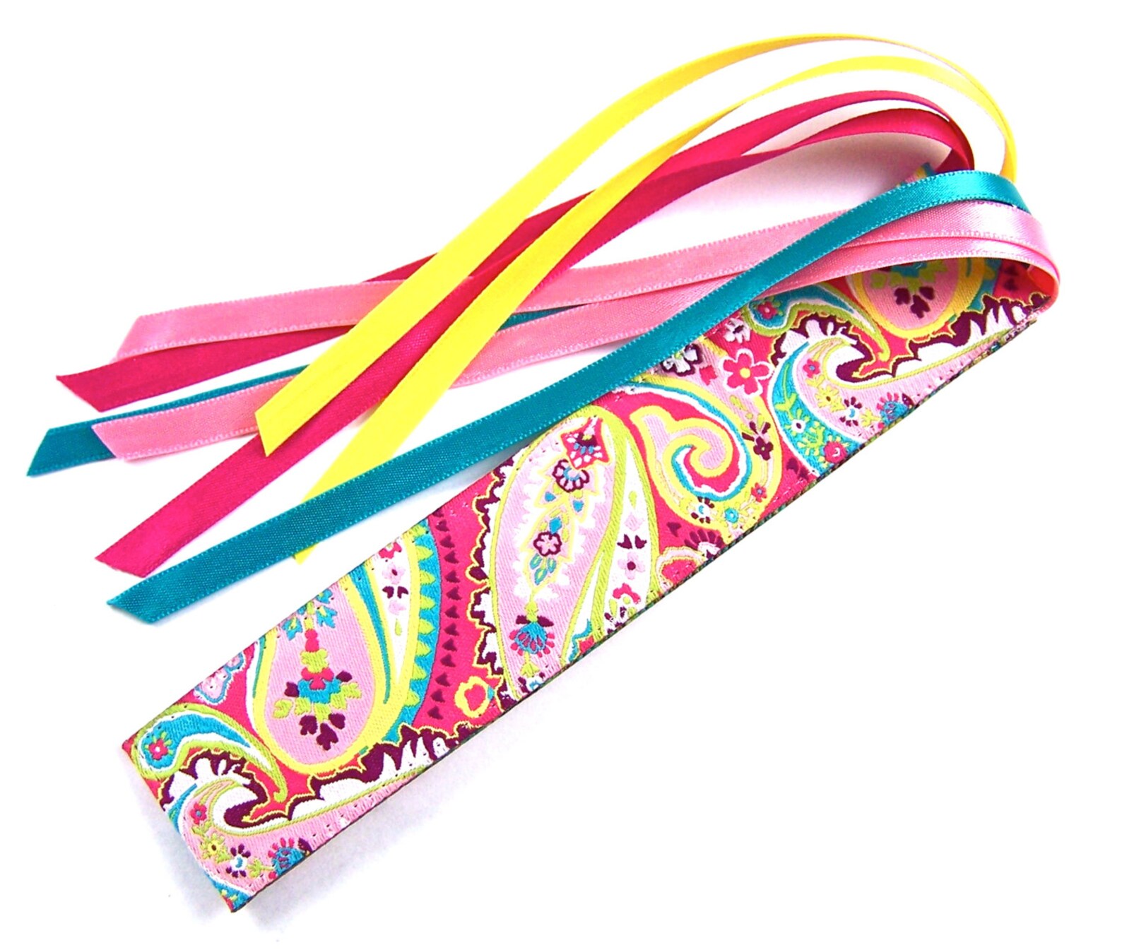 Ribbon Bookmark Floral Paisley Theme Jacquard Pink, Teal, Green, Red ...