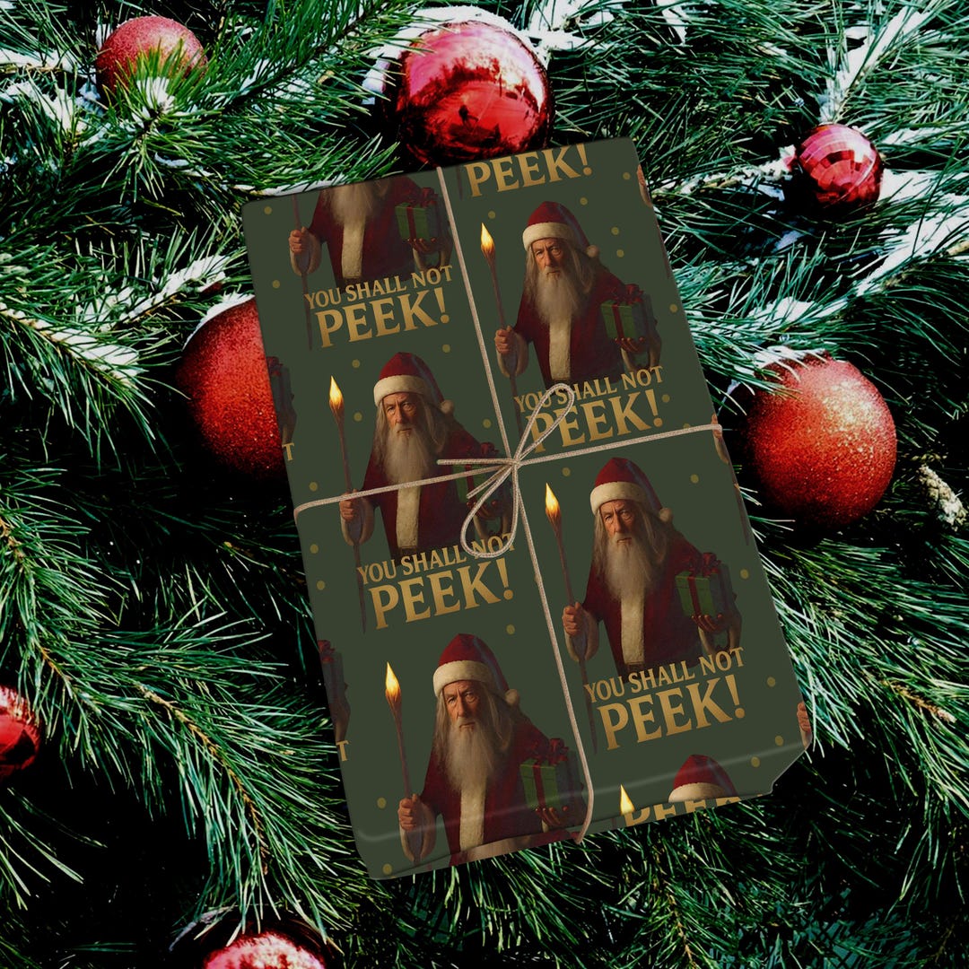 Funny Gandalf Gift Wrap – “you Shall Not Peek” LOTR Christmas Wrapping ...